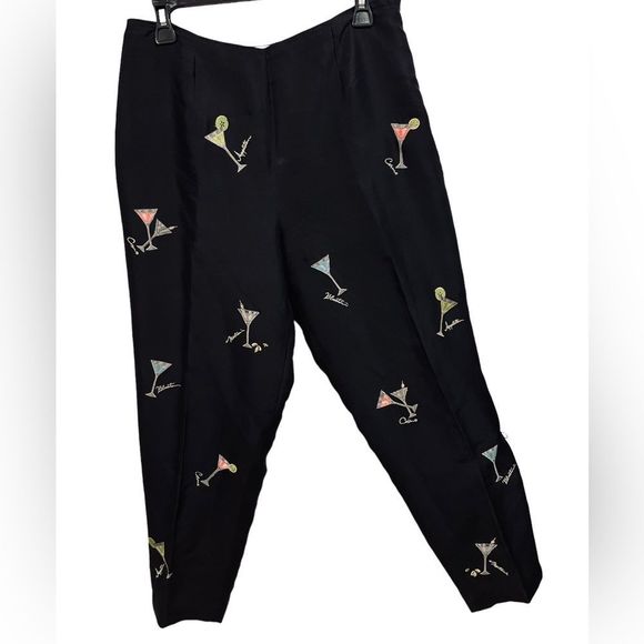 SLB | Pants & Jumpsuits | Slb Vintage Silk Embroidered Martini Cocktail ...